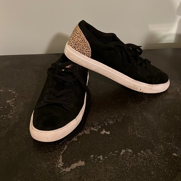J. Crew | Shoes | J Crew Black Suede And Animal Print Sneakers | Poshmark